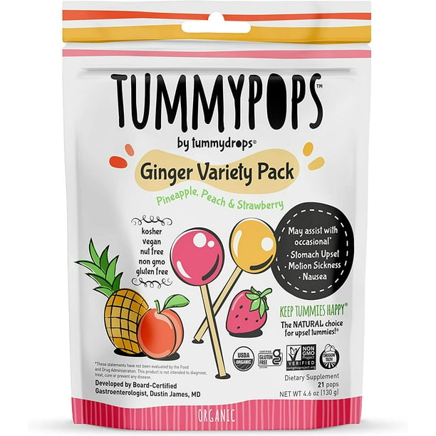 USDA Organic Tummypops Ginger Variety Pack (Pineapple, Peach ...