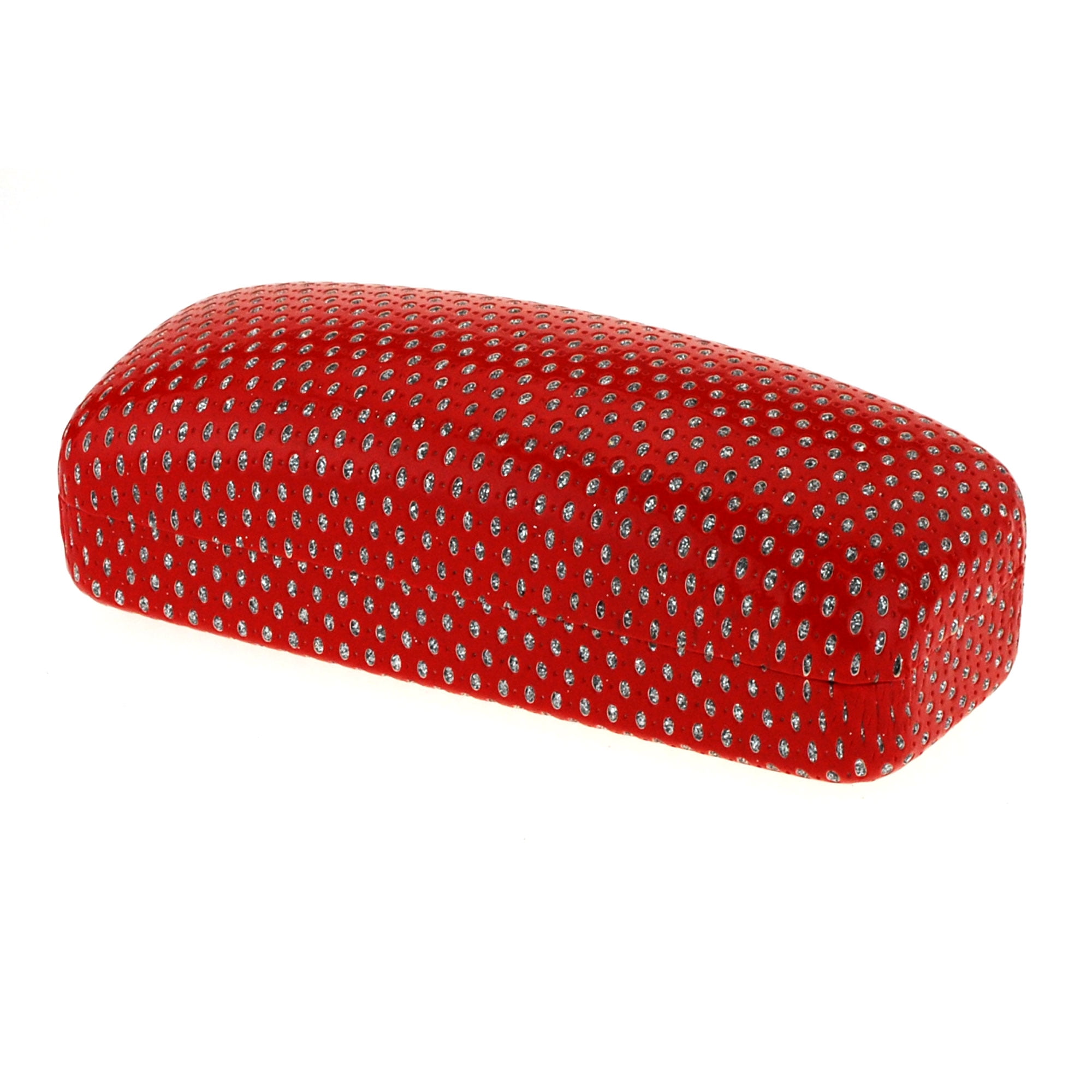 Womens Glitter Perforated Leather Clam Shell Eye Wear Hard Case Red ...