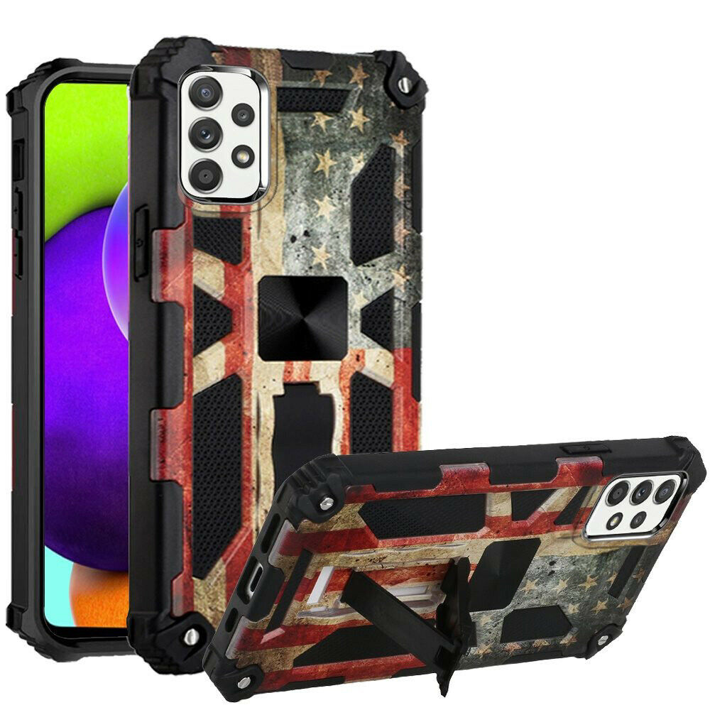 Kaleidio Case For Samsung Galaxy A52 5G [Tactical Hybrid] Rugged Shockproof [Kickstand] Magnetic ...