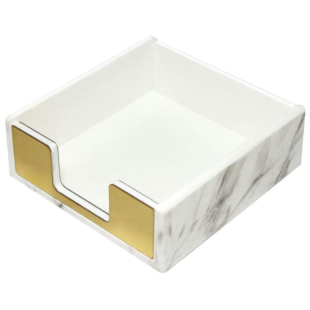 Buy Sticky Notes Pad Holder Memo Dispensers Rose Gold with Marble White ...