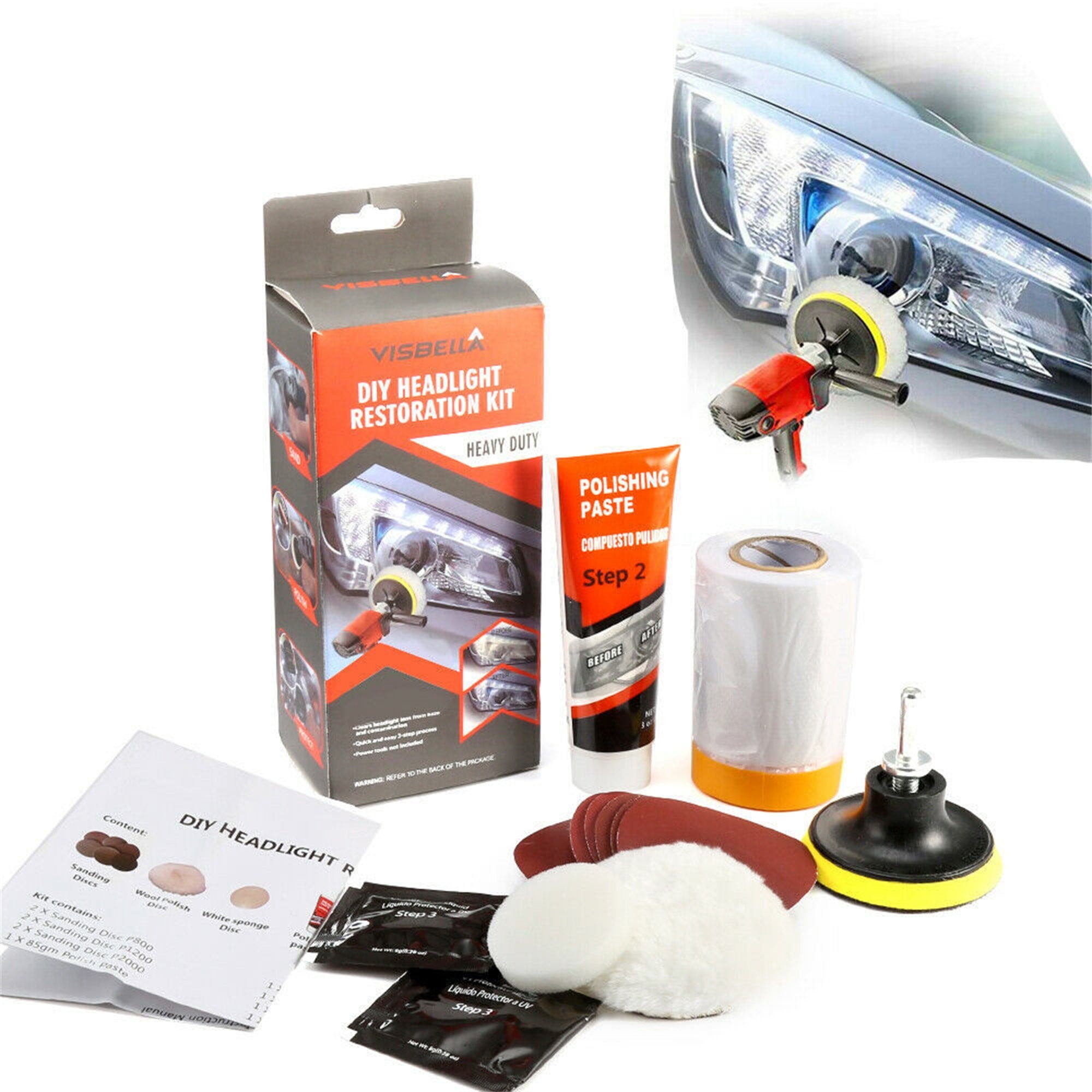 Headlight Restoration Kit Car Lamp Lens Cleaning Restoration Repair Set ...