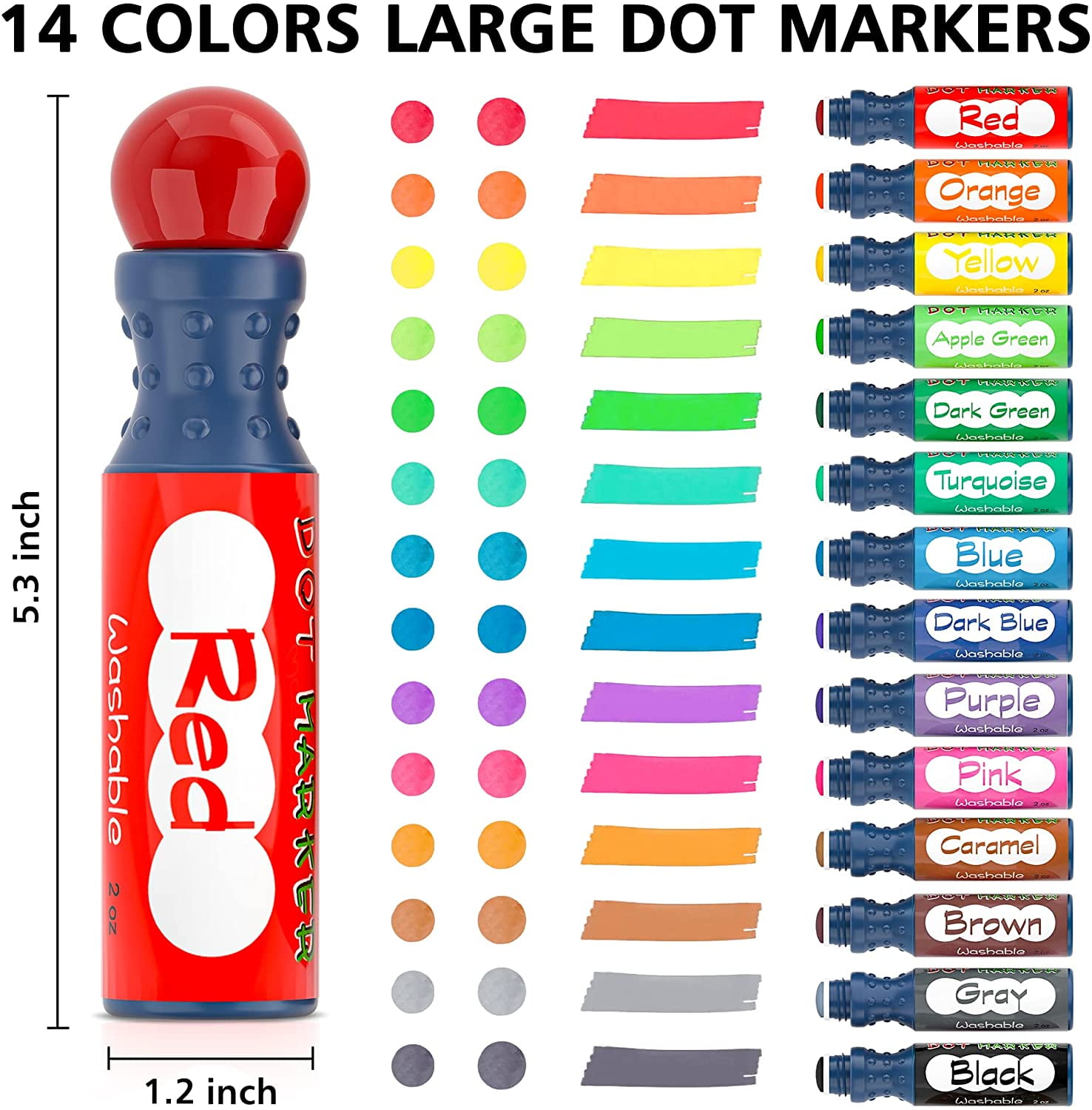 Shuttle Art Dot Markers, 14 Colors Highly Washable Bingo Daubers ...