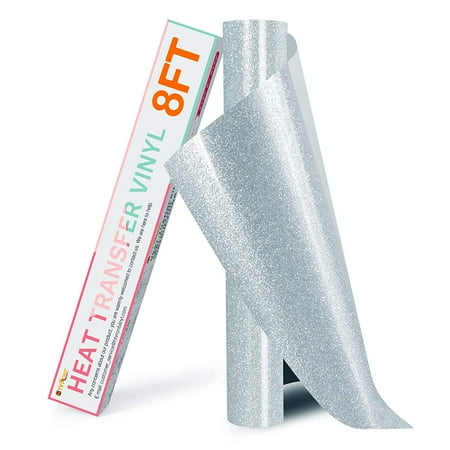 Silver Glitter HTV Heat Transfer Vinyl Rolls - 10" x 8ft Silver Glitter ...