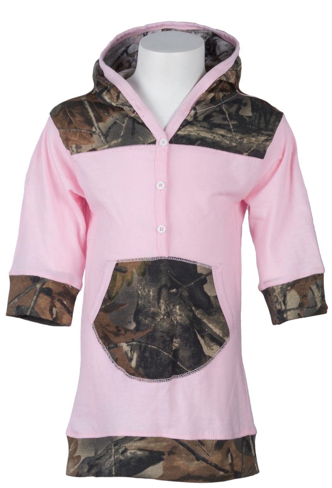 INFANT-TODDLER GIRLS CAMO &PINK COTTON "DRESS ME UP" HOODED TUNIC TOP ...
