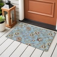 Damask Florals Washable Entry Rug 2x3 Retro Yellow Ornate Vines Buds ...
