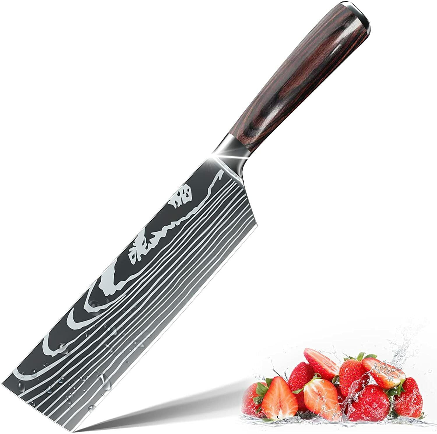 7 Inch Vegetable Cleaver Knife, High Carbon Stainless Steel Kitchen ...