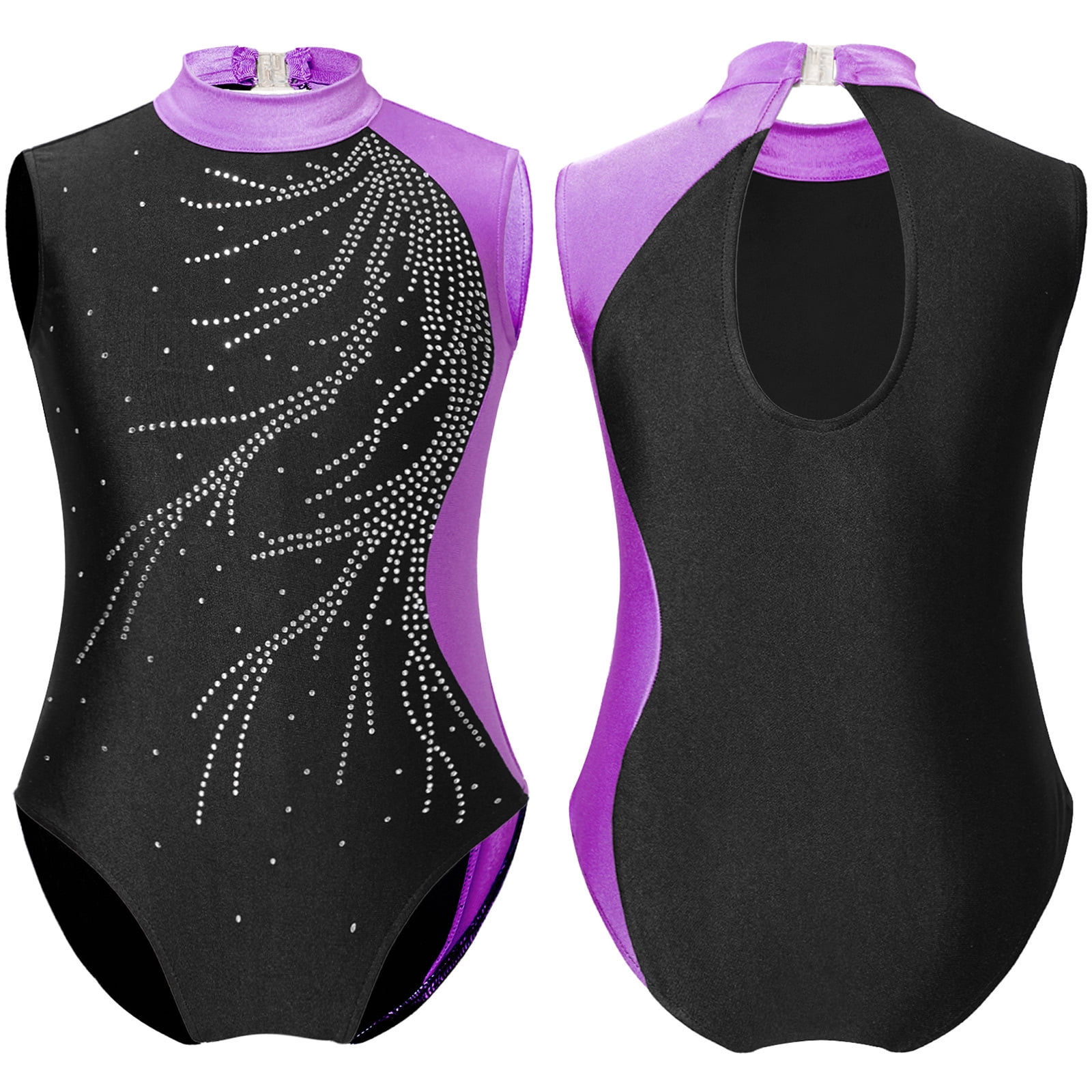 iiniim Kids Girls Sparkly Rhinestone Sleeveless Gymnastics Leotard ...