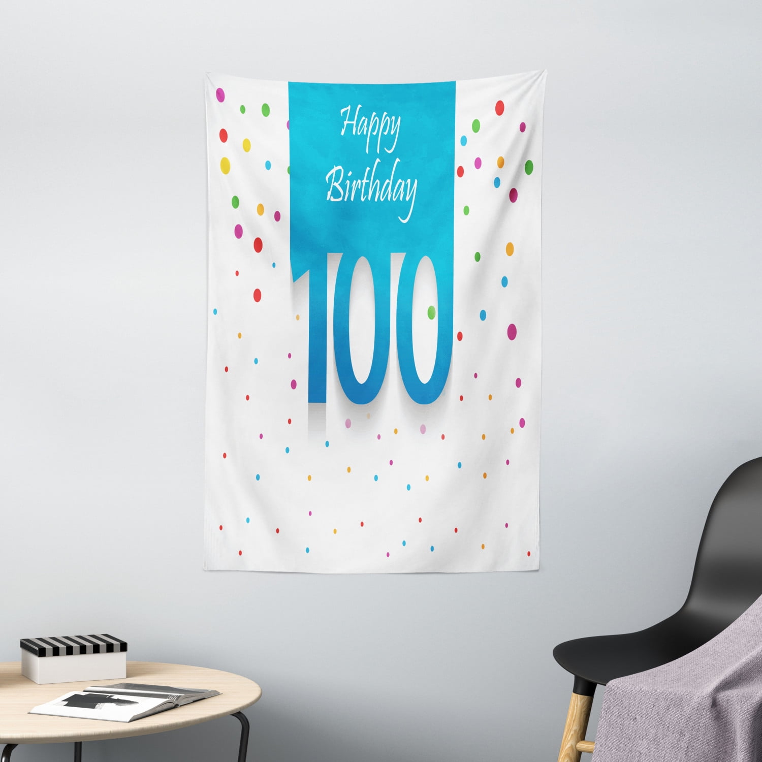 100th Birthday Decorations Tapestry, Birthday Party Wish for 100 Years ...