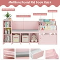 Homfa Pink Kids Bookshelf with Reading Nook, 6 Shelf Bookcase with 1 ...