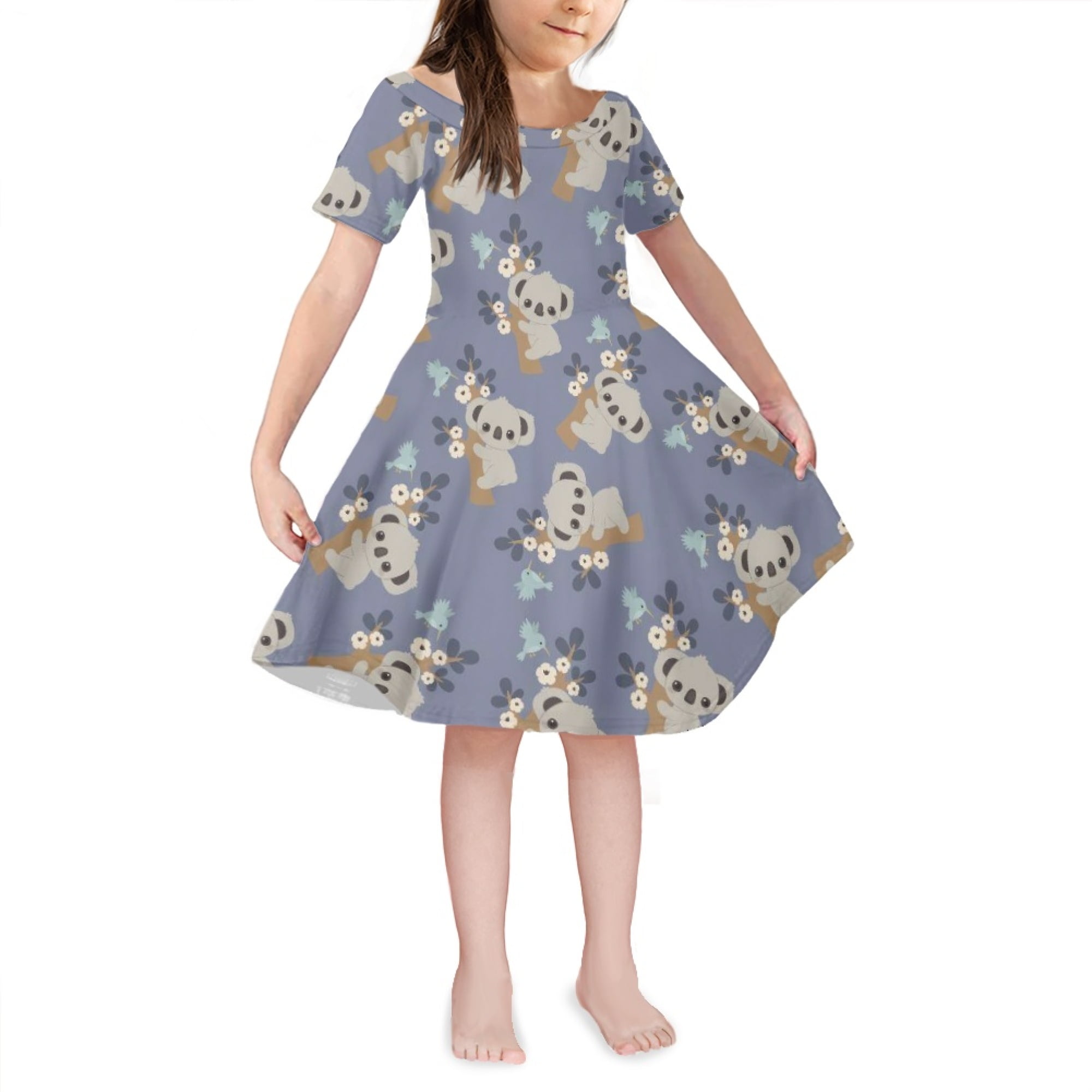 NETILGEN Cute White Koala Kids Dresses for Daily Life for Teen Girls ...