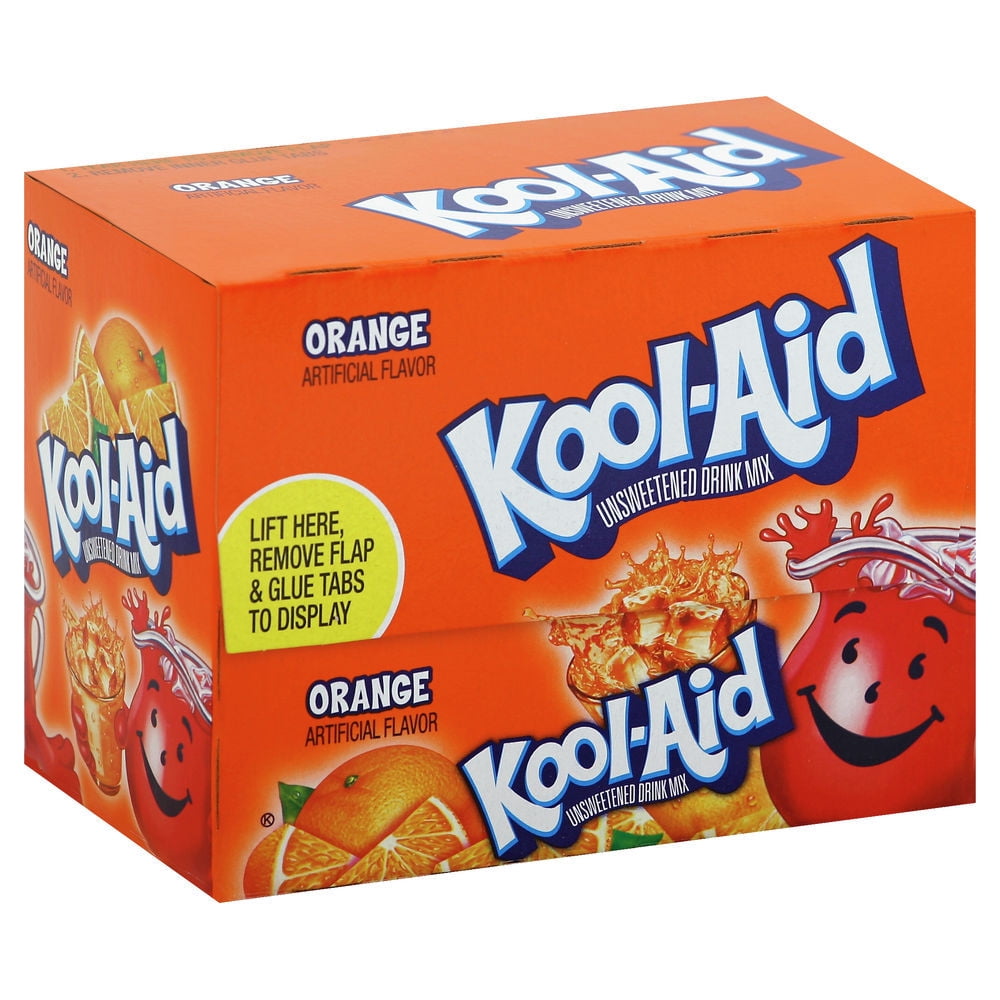 Kool-Aid Soft Drink Mix Orange Flavor Unsweetened, Caffeine Free 0.15OZ ...