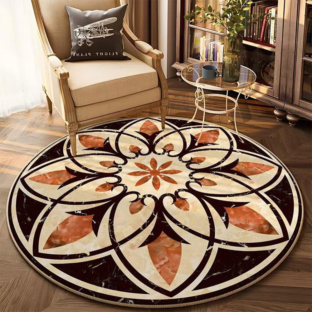 Round Entryway Rug Doormat Classical Court Style Rug for Deck Backyard ...