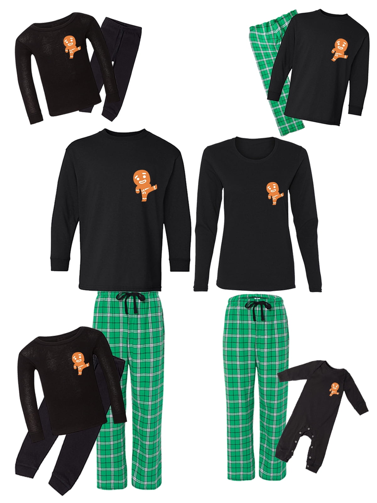 Awkward Styles Family Christmas Pajamas Set Green Cute Gingerbread ...