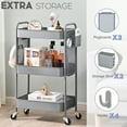 KK KINGRACK Metal Rolling Storage Cart, 3-Tier Utility Cart with Wheels ...