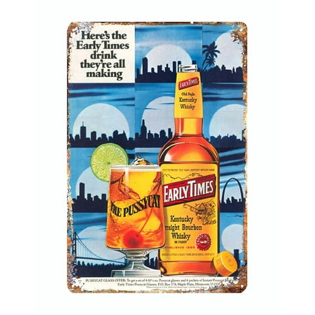 Early Times 1974 Kentucky Straight Bourbon Whisky Drinks Bar Rustic ...