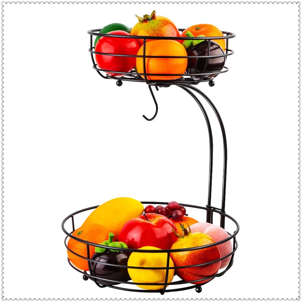 2 Layer Disassembly Black Fruit Basket Bowl,Fruit and Vegetable Bowl ...