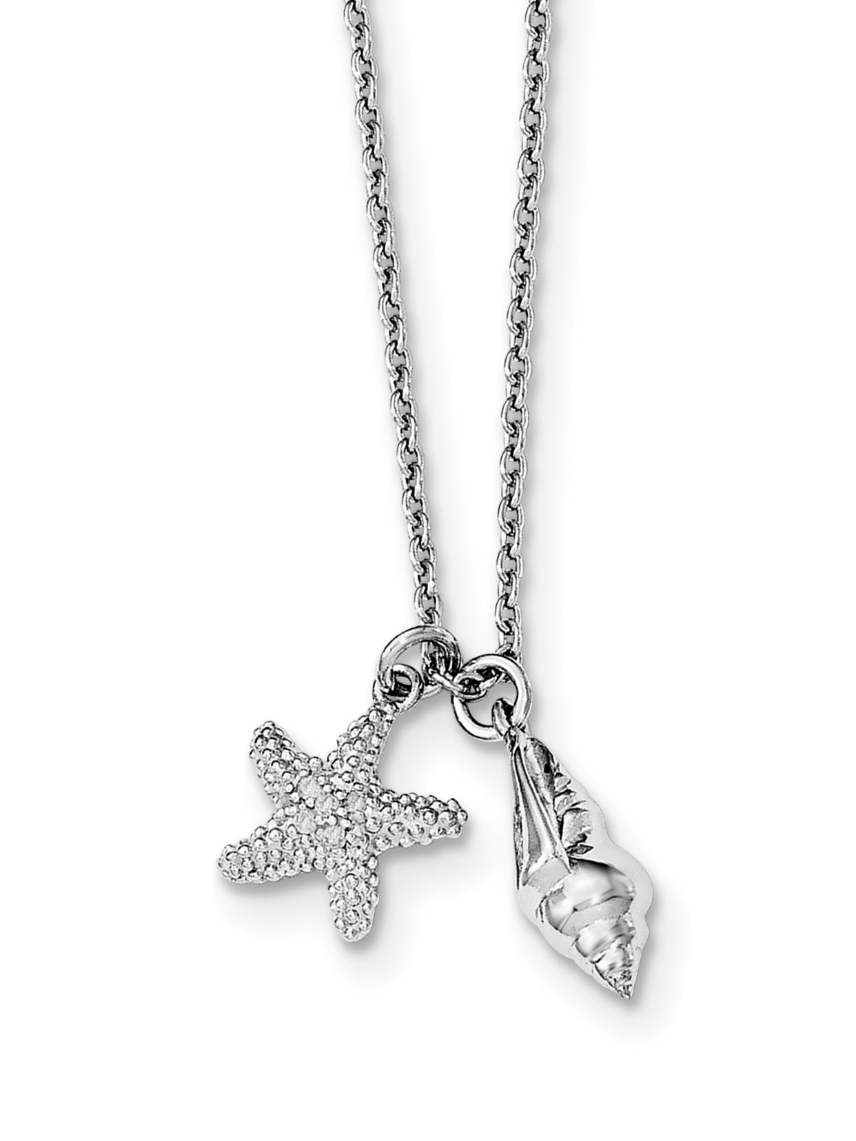 SS White Ice Diamond Shell 18in with 2in EXT Necklace - Walmart.com