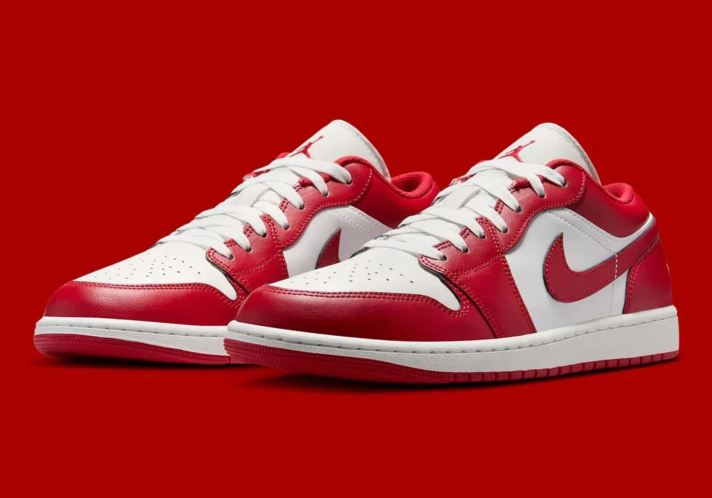 N I-K-E A i r-Jor-dan 1 Low Varsity Red White 553558-166 Men's Shoes ...