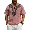 Dolkfu Retro Vintage Oversized Tshirts for Men V-Neck Pink Short Sleeve ...