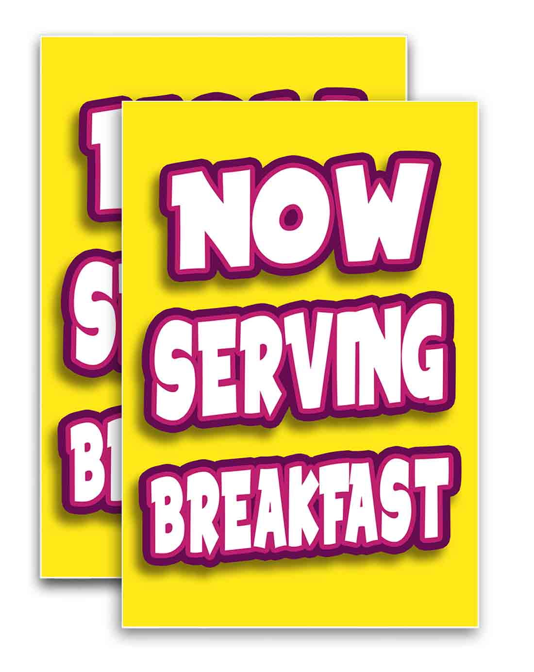 Now Serving Breakfast (24" X 36") Vinyl Decal Only (Pack of 2) |Sign ...