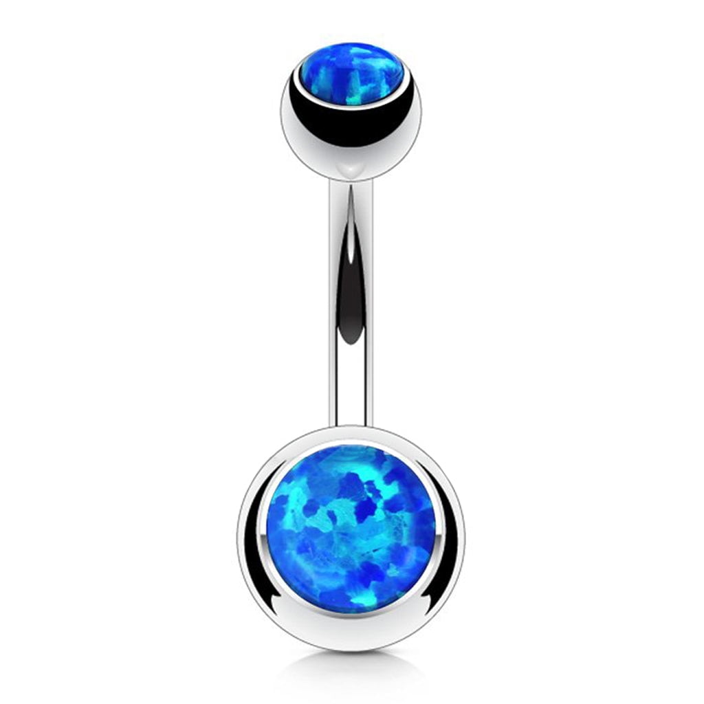 Double Opal Set 316L Surgical Steel Navel Belly Button Ring - Walmart.com