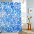 Bathroom Shower Curtain Snowflake Christmas Snow on Blue Waterproof ...