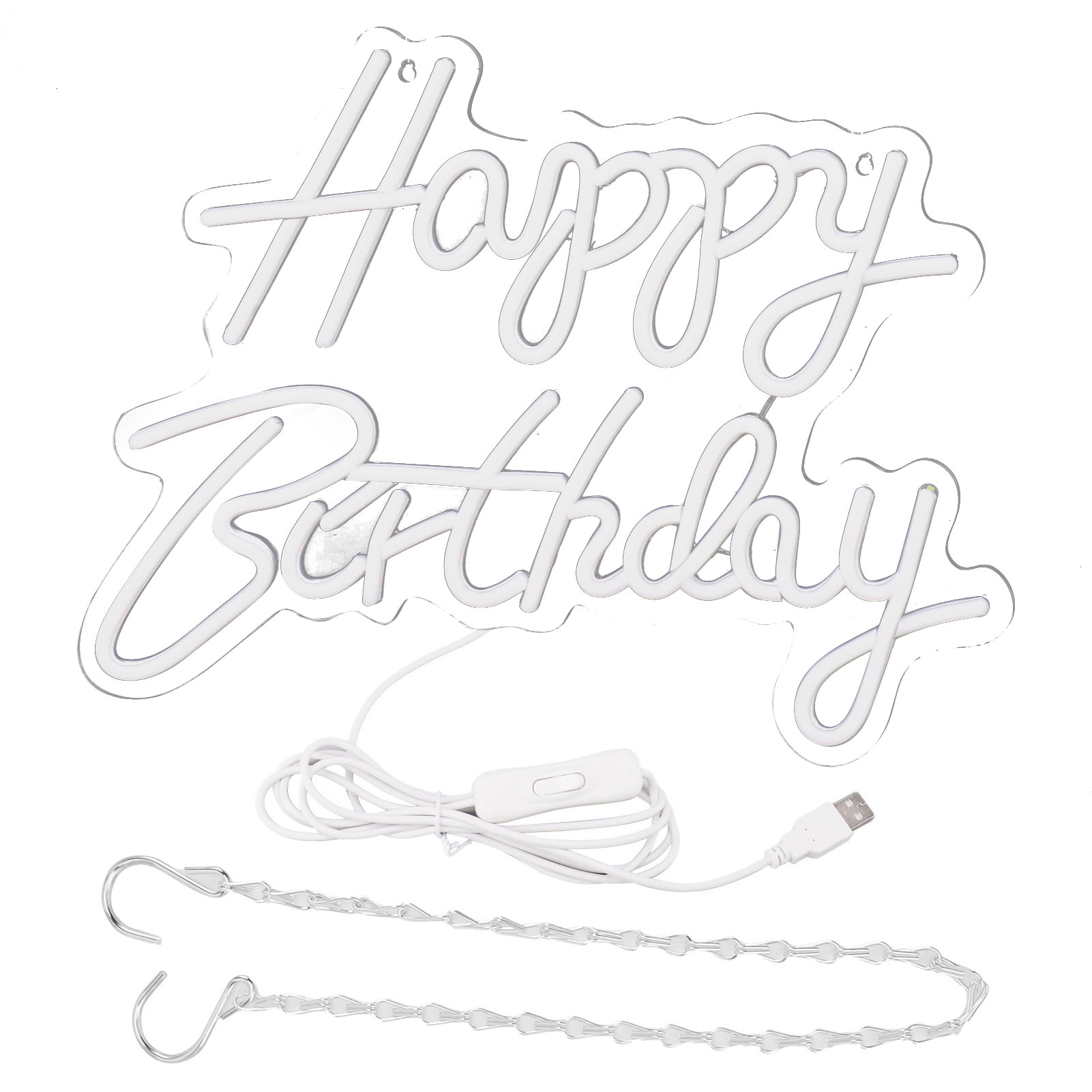 Happy Birthday Letter LED Lights Romantic Neon Light Sign Acrylic Happy ...