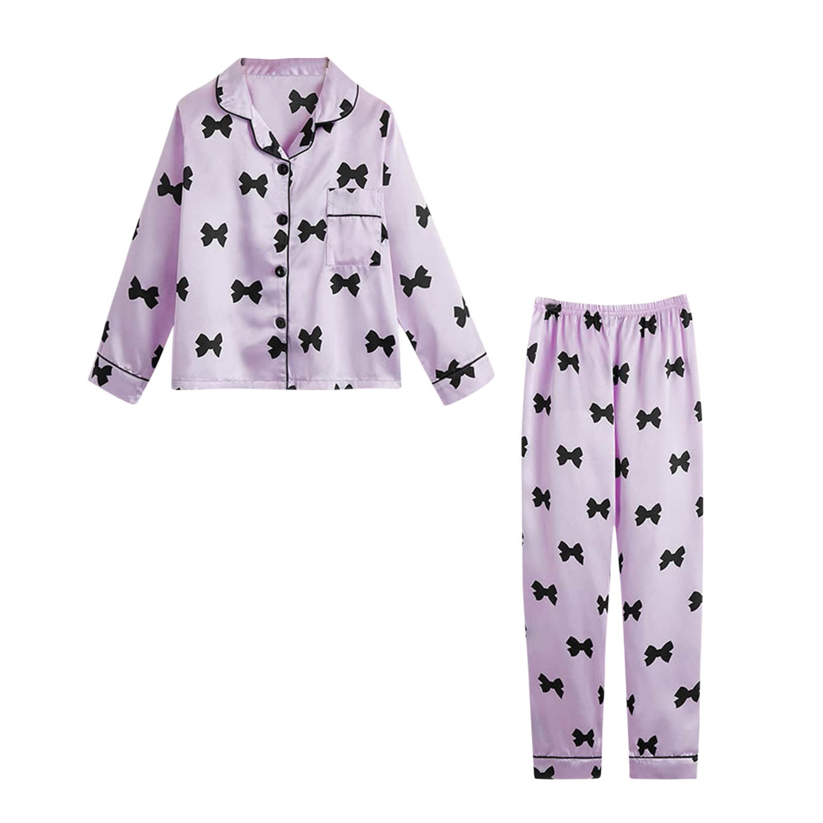 Click here for Faiwad Kids Satin Pajamas Sets Girls Bow Button Do... prices