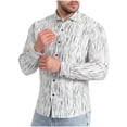 Antinious Men Stripe Gold Print Elastic Collar Long Sleeve Loose Trendy ...