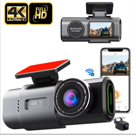 Dash Cam 4K Front, Built-in WiFi Dash Camera for , 1.''IPS Screen Mini ...