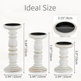 Hanobe Rustic Wooden Candle Holders, Farmhouse White, Set of 3 for ...