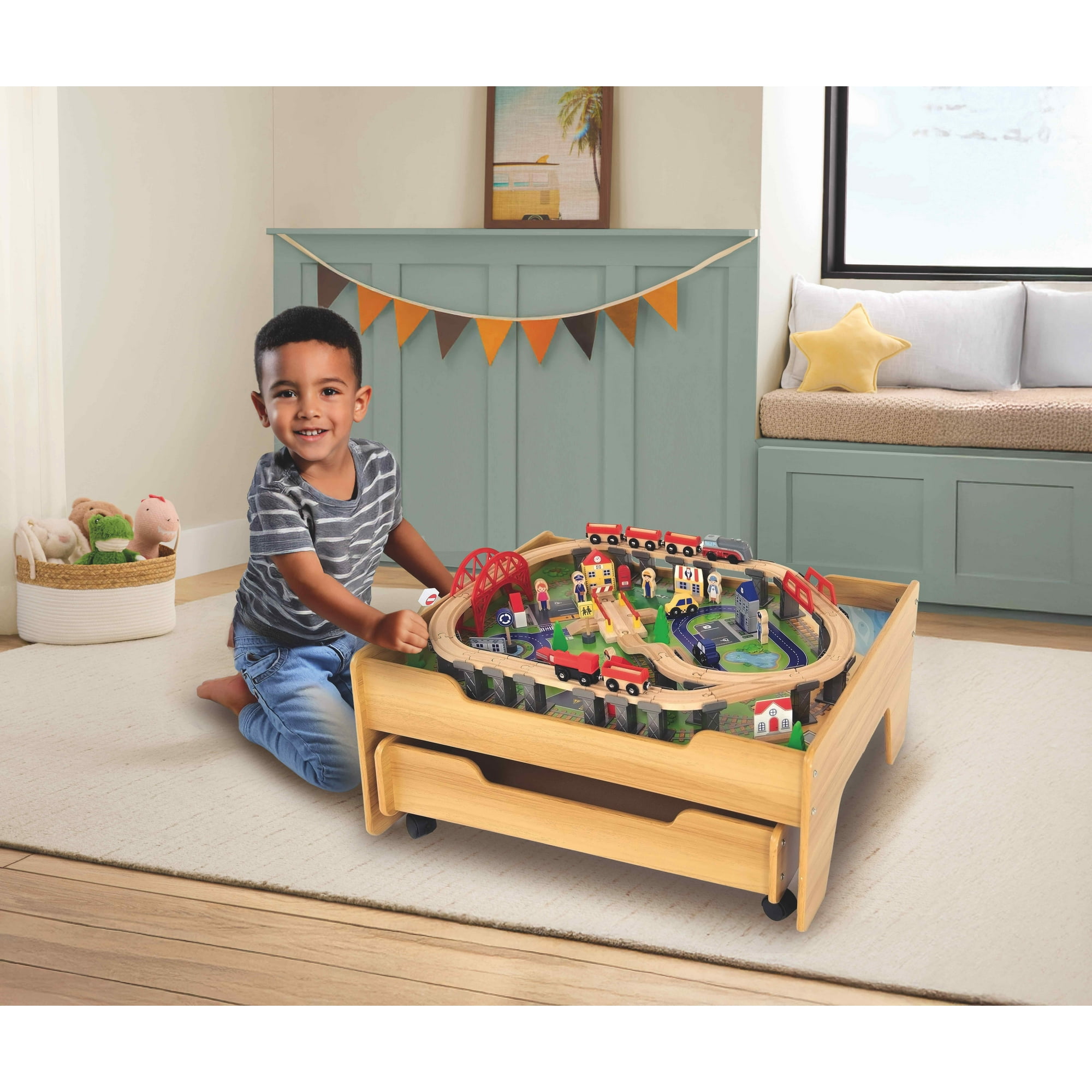 Click here for Jupiter Workshops 100 Piece Wooden Train Table prices