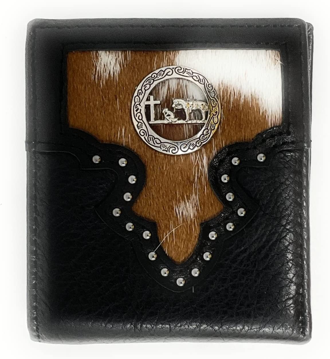 Western Genuine Woven Leather Cowhide Mens Bifold Short Wallet in Multi ...