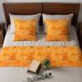 Bed Runner for Queen Size Bed, Botanical Orange 3 Pcs Bedding Runner ...