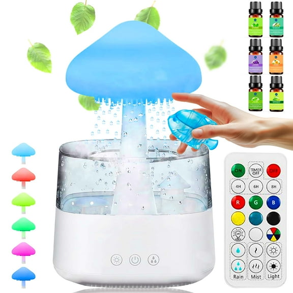 Rain Cloud Humidifier, Mushroom Diffuser, 7 Light Colours, Aroma ...