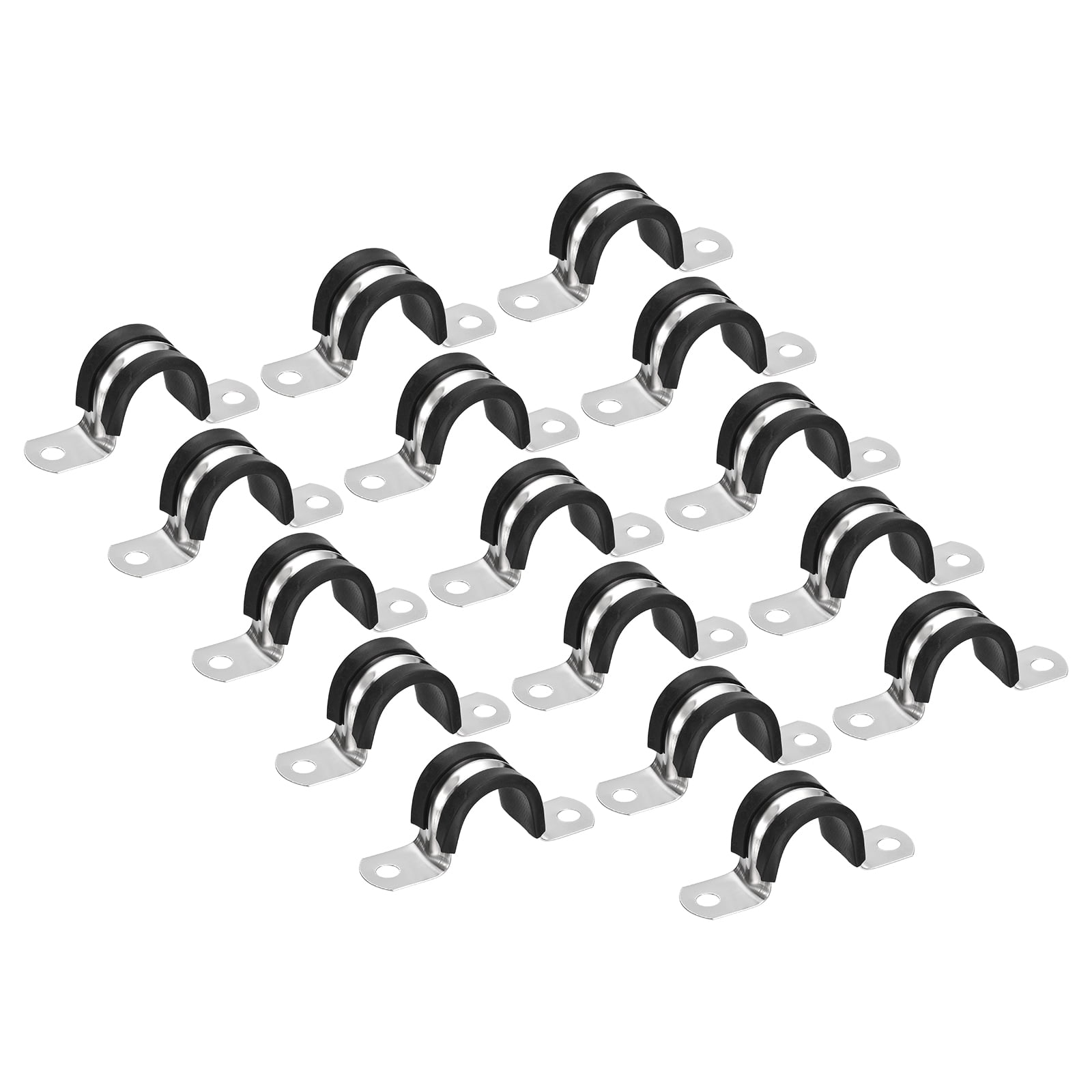 Uxcell 16Pack 1" Cable Clamp U Shape Stainless Steel Rubber Cushioned ...