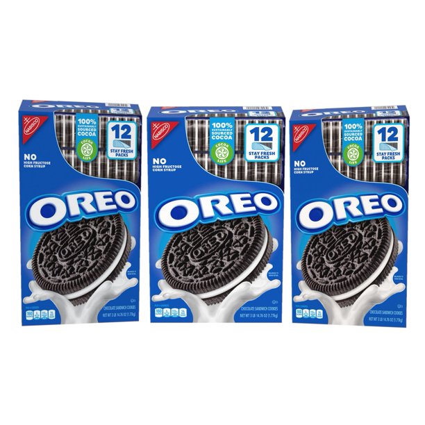 3 Pack | Oreo Chocolate Sandwich Cookies, Stay Fresh Packs, 12 Count ...