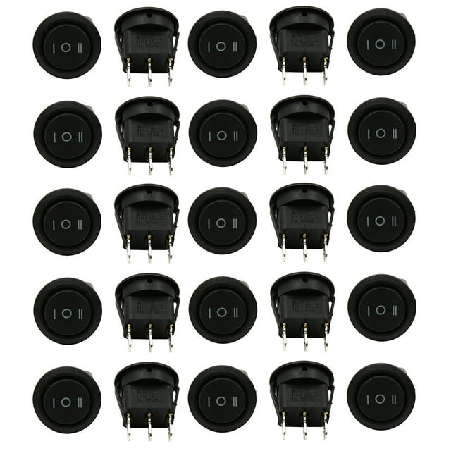 25 PACK 6A 250V 10A 125V ON/OFF/ON 3 POSITION MINI ROUND ROCKER SWITCH ...