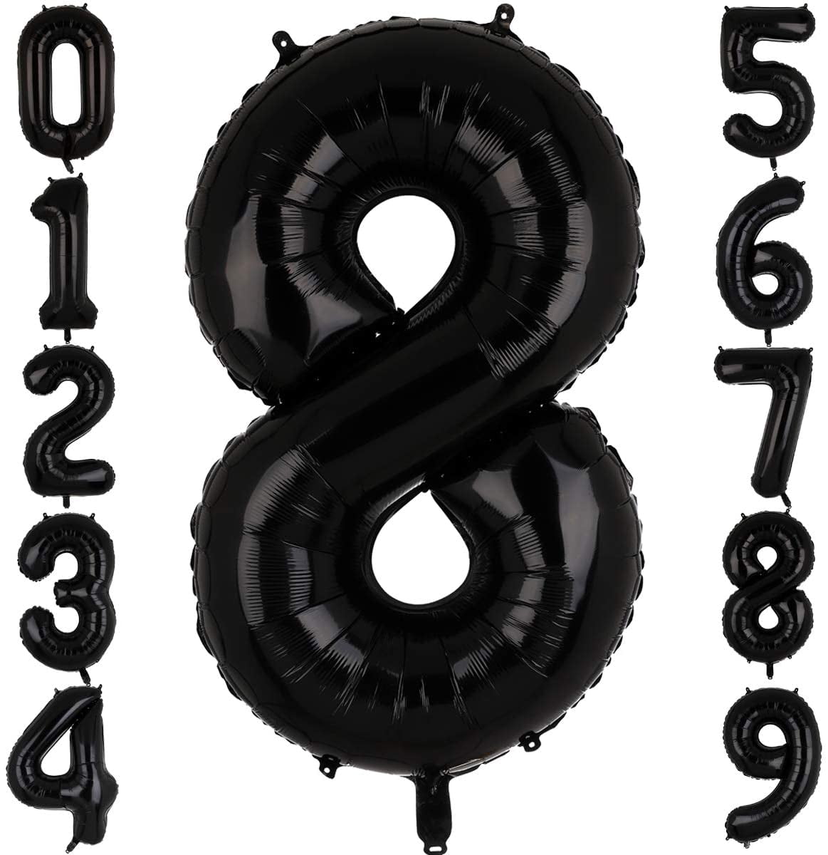 40 Inch Black Large Numbers Foil Balloons 8 Supplies Helium Mylar ...