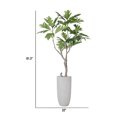 81.3'' Artificial Breadfruit tree in a tall beige fiberstone planter ...