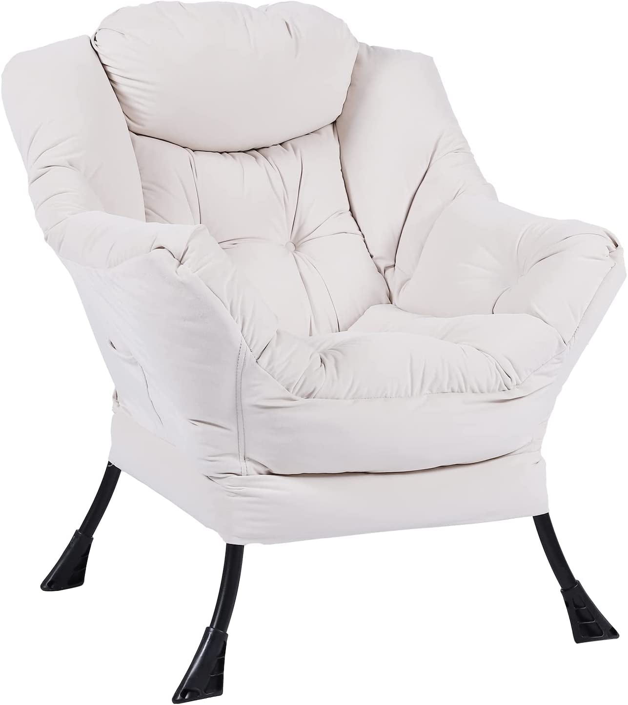 MEETWARM Modern Velvet Fabric Lazy Chair, Armrests and Thick Padded ...