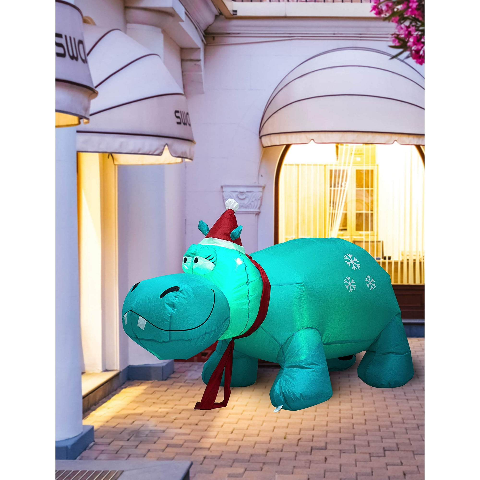 Click here for Kitbonis 4ft Santa Hat Hippo Inflatable Xmas Decor... prices