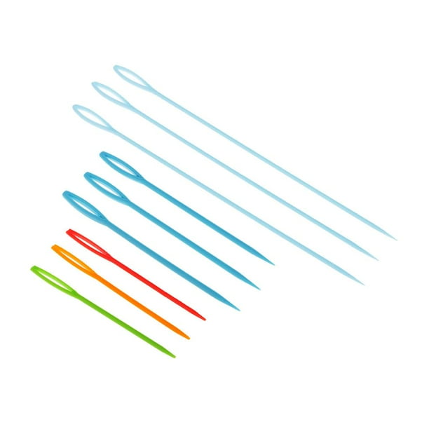 9 Pieces Colorful Large Eye Plastic Sewing Needles For Children Craft ...