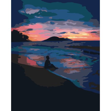 DIY Oil Painting Azure Dusk Water Cloud Sky Afterglow Natural landscape ...