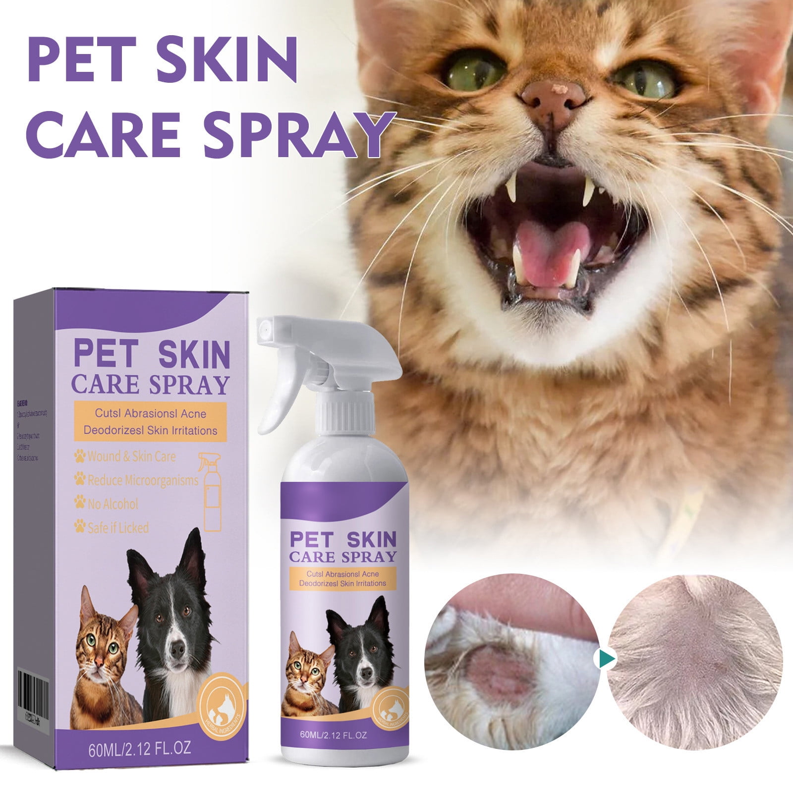Spray para aliviar la piel de mascotas, 60ml, alivia la picazón de la ...