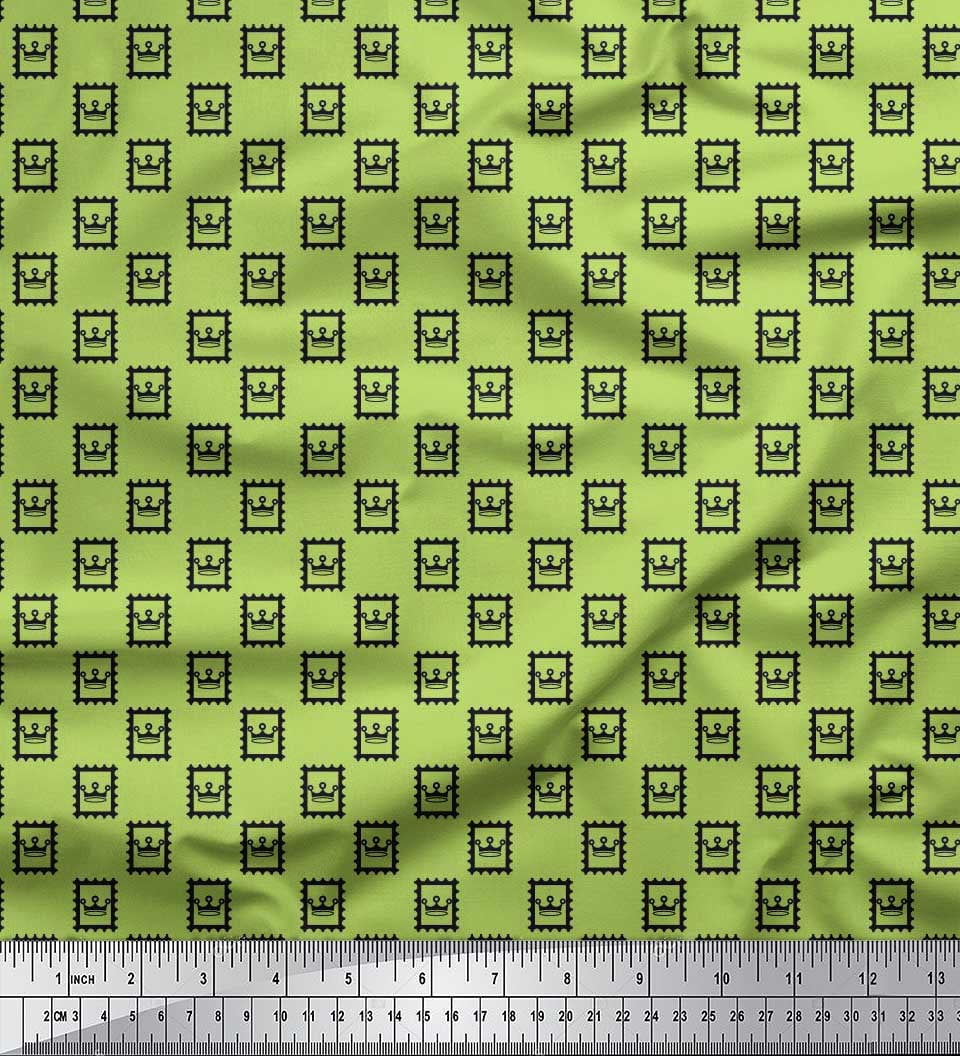 Soimoi Poly Georgette Fabric Frame & King Crown Shirting Print Fabric ...