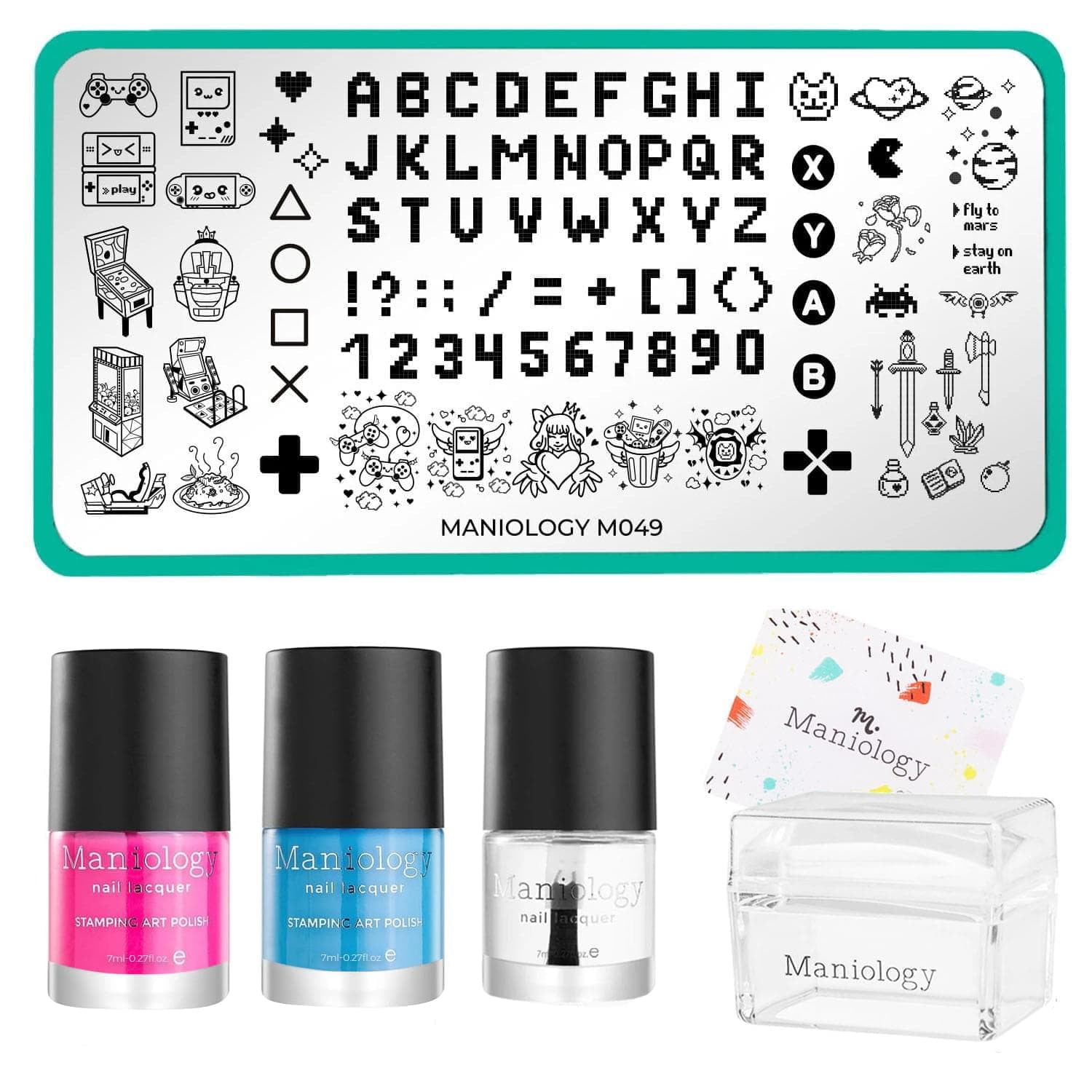 Maniology Gamers & Arcade Stainless Steel Nail Stamping Starter Kit for ...