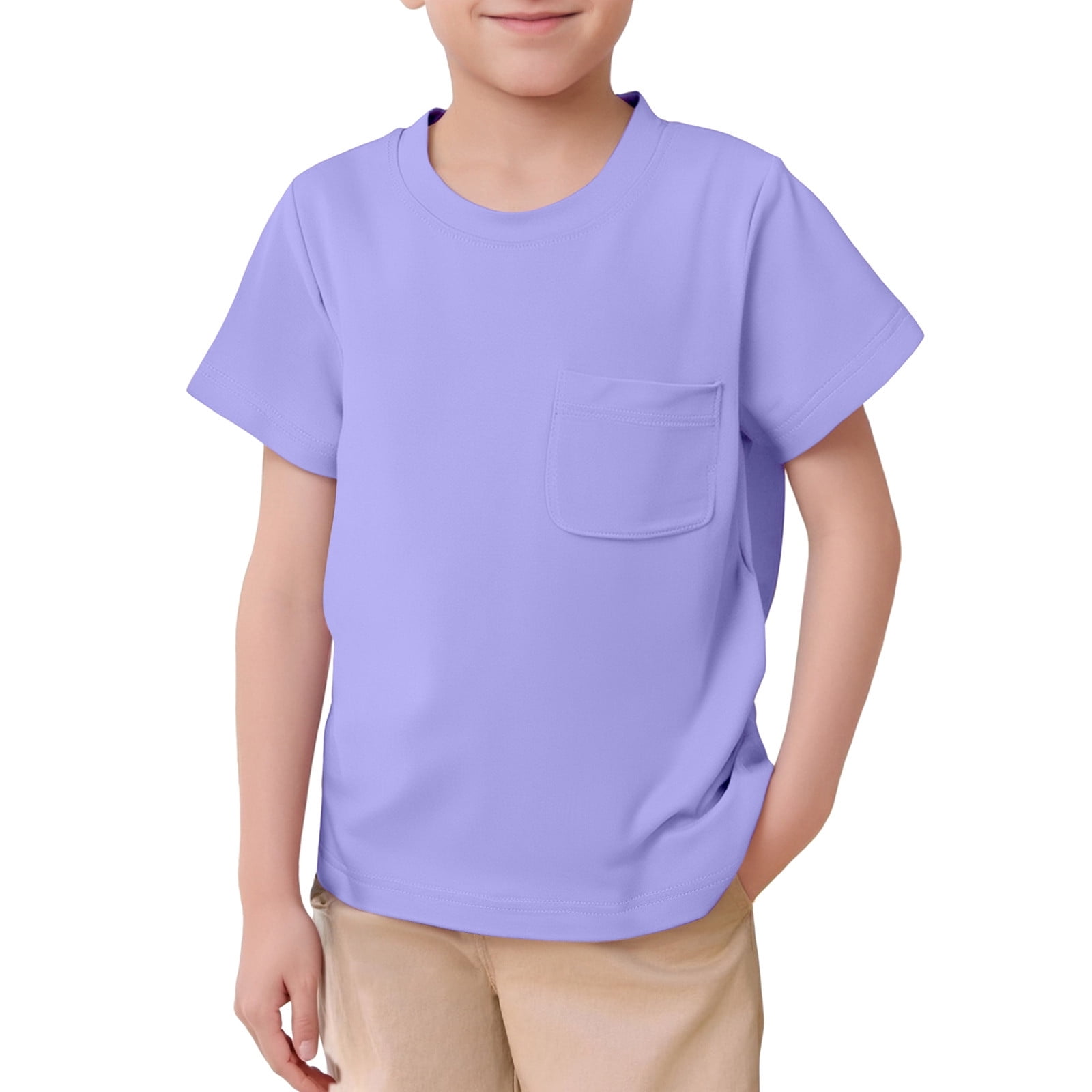 Click here for Hiiyo Big Boys T-Shirt Solid Color Short Sleeve Po... prices