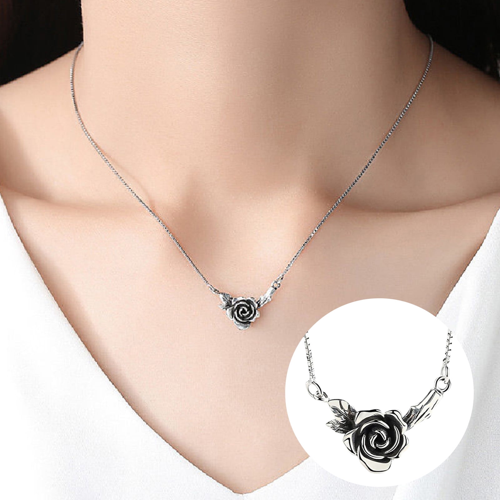 Click here for Enjoywould Women Necklace Vintage Floral Black Ros... prices