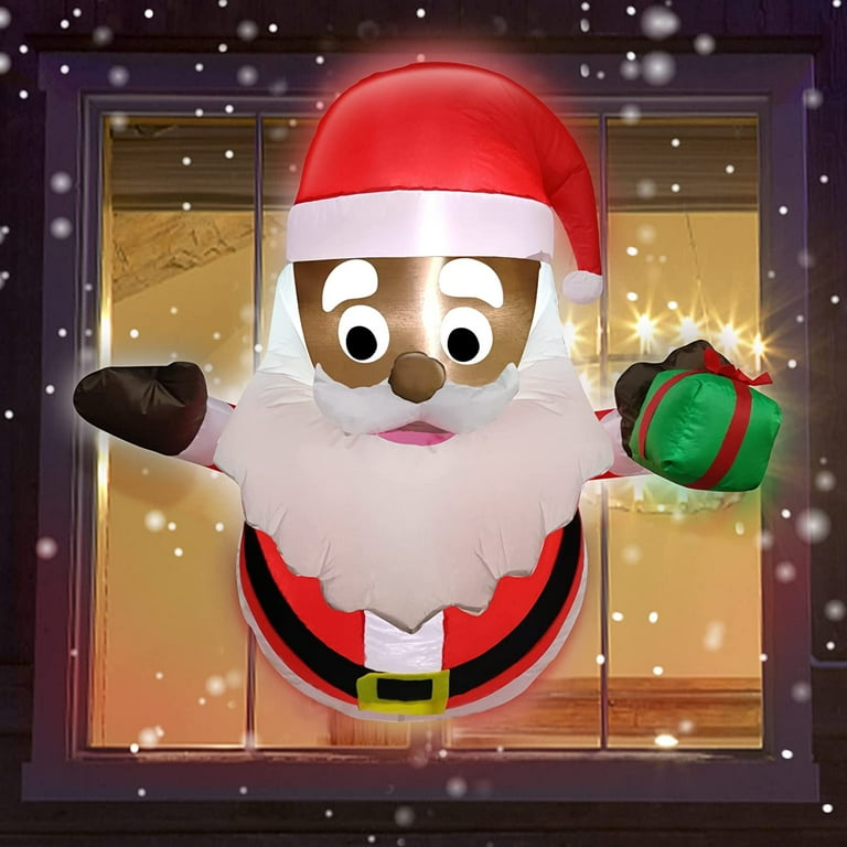 Blow Up Santa Looking In Window